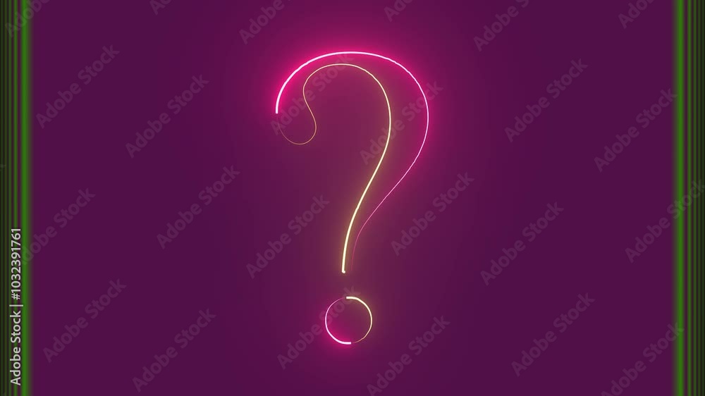 Question mark sign animation. a glowing question mark, designed with ...