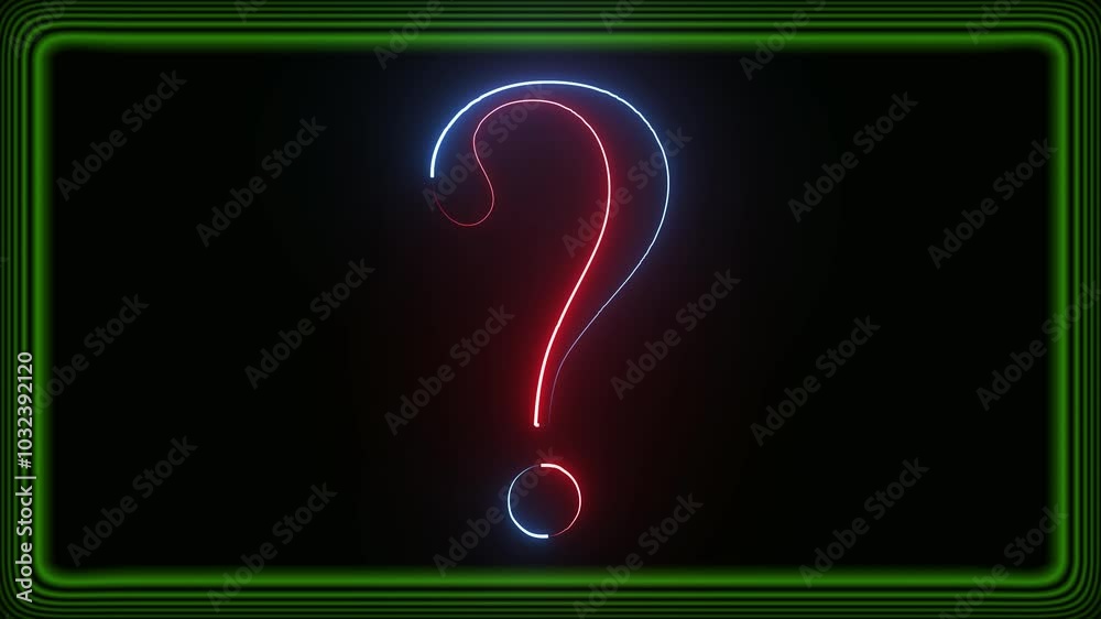 Question mark sign animation. a glowing question mark, designed with ...