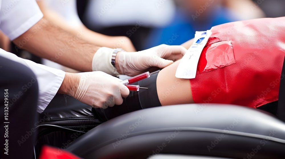 Nurse carefully drawing blood from patient s arm for a complete blood ...