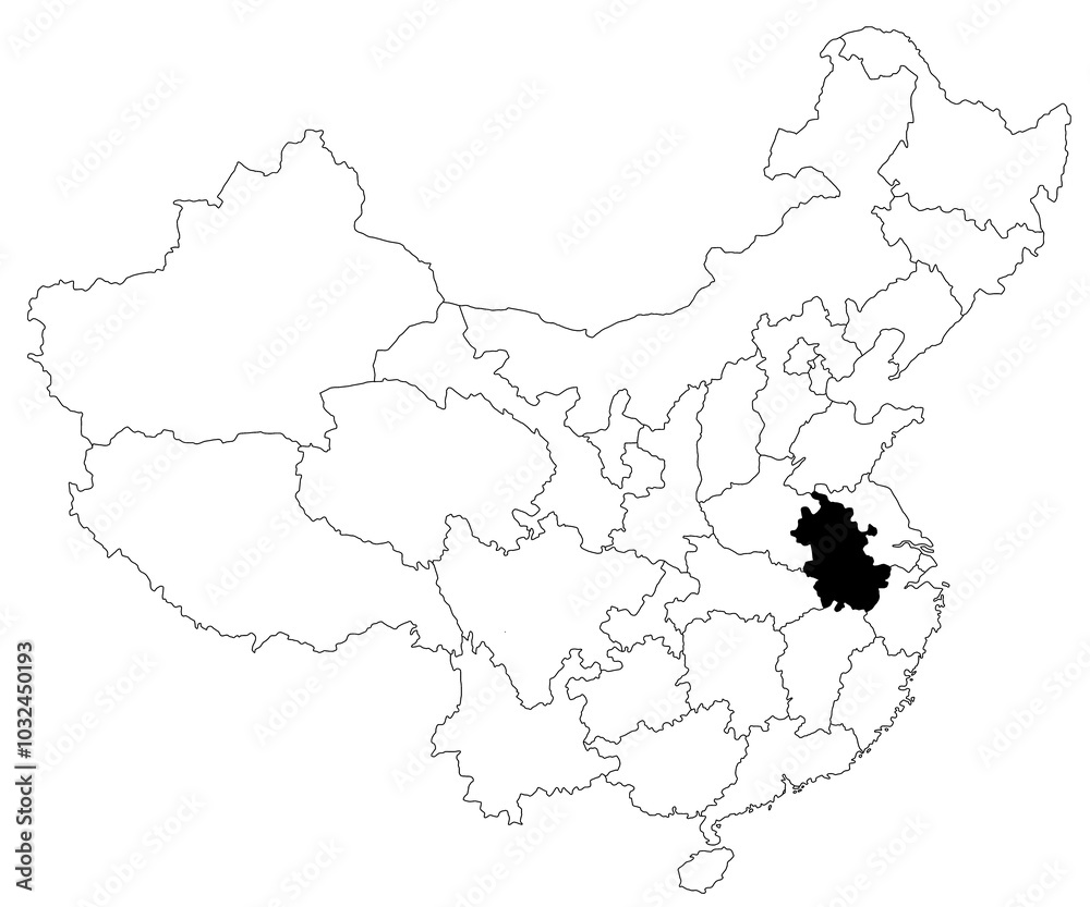 Map of Anhui province in China country on white background. single ...