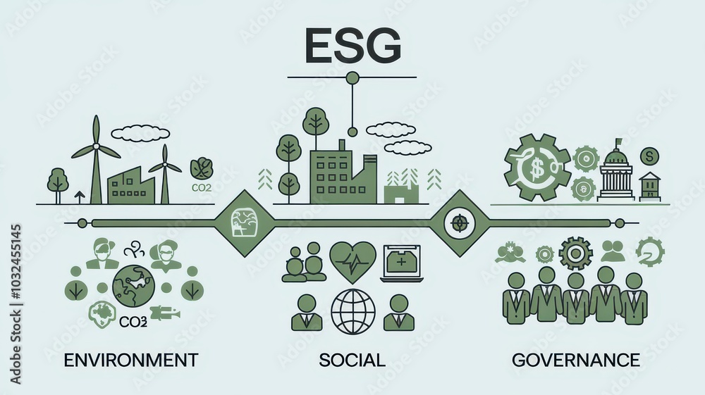 Three Pillars of ESG Explained in Infographic Style Stock Illustration | Adobe Stock