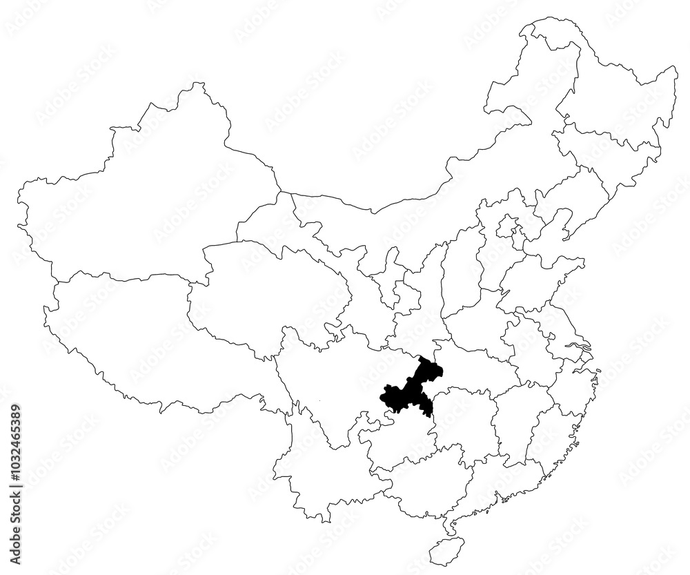 Map of Chongqing municipality in China country on white background ...