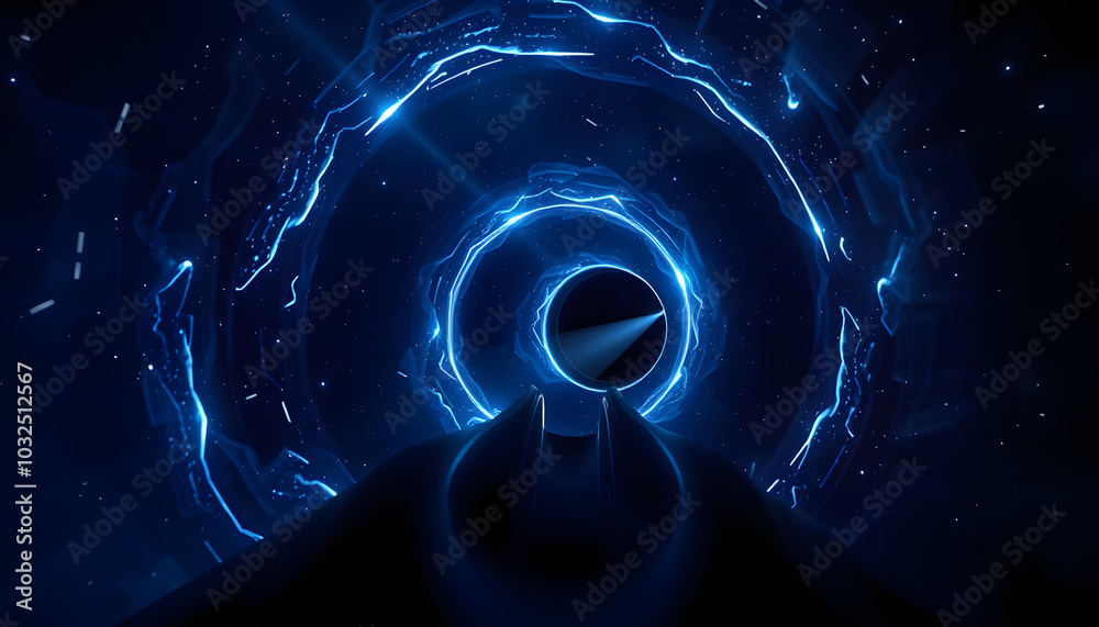 Magic portal. Space travel concept, funnel-shaped tunnel that can ...