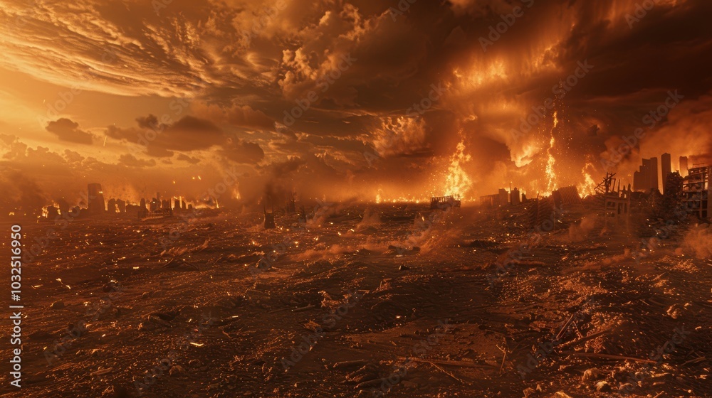 Dramatic Aftermath of a Nuclear Explosion with Scorched Earth and ...