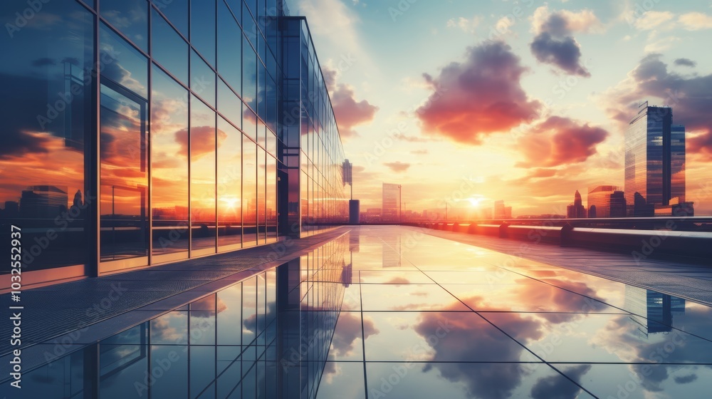 Modern office building or business center. High-rise window buildings ...