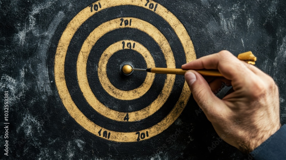 set goals for work. dart aiming at the target center business. goal ...