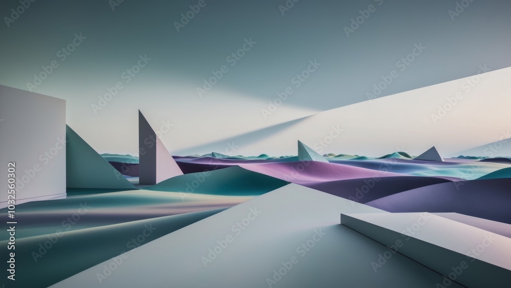 abstract alien landscape with shifting colors and geometric shapes in ...
