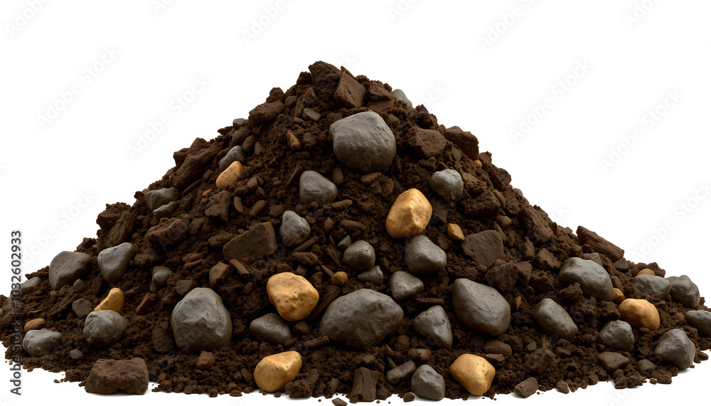 Manure or animal manure for use in farming or agriculture isolated with ...