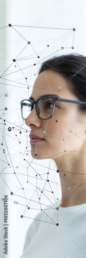 Futuristic Vision Female Engineer Immersed in Innovative Technology ...
