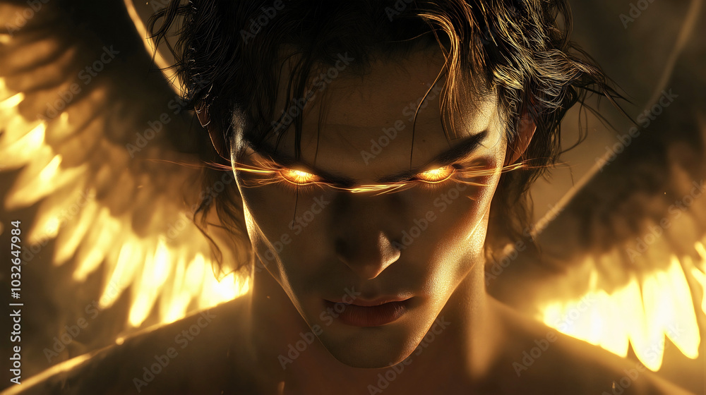 The Archangel Michael, with a powerful light blazing from his fierce ...