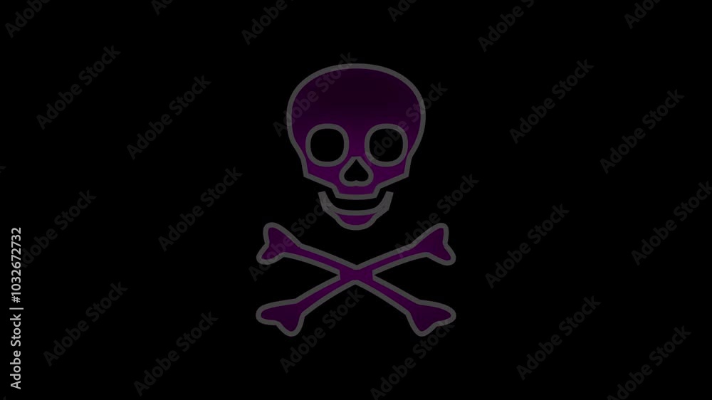 Vidéo Stock Purple grunge danger sign. Poison sign head skull ...