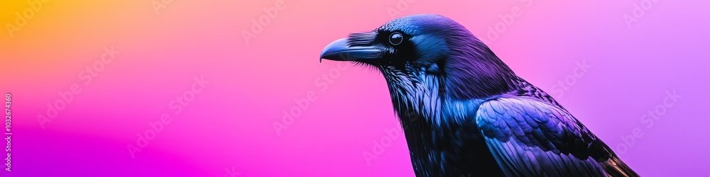 vibrant raven seen by another animal in full spectrum of iridescent ...