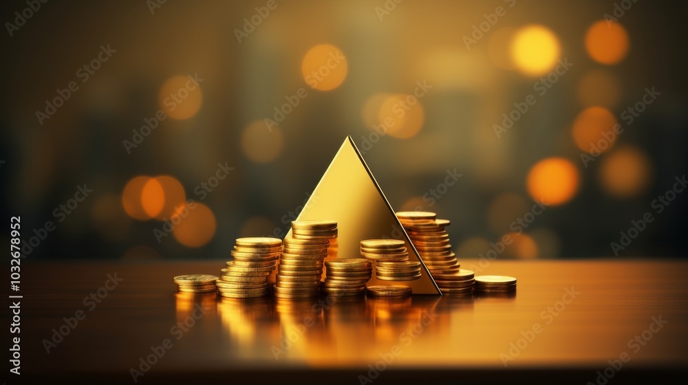 Stylish minimalistic diagram featuring three gold bars arranged in a ...