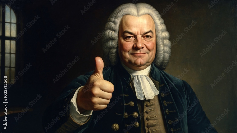 Assumed Portrait of composer Johann Sebastian Bach Thumbs-Up Stock ...