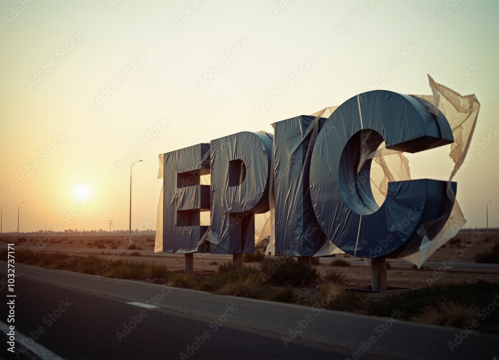 Epic written in huge letters by the road, concept meme, wrapped in ...