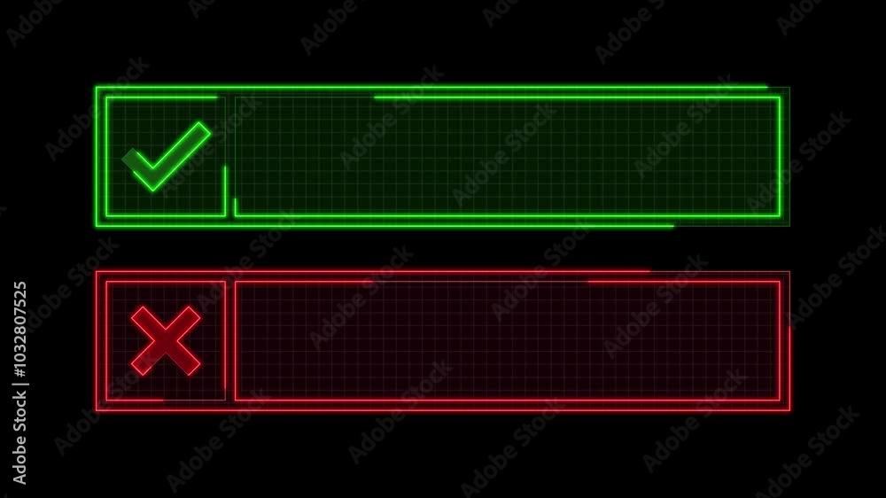 Text title box set, yes or no checkbox, isolated black background. 8 ...