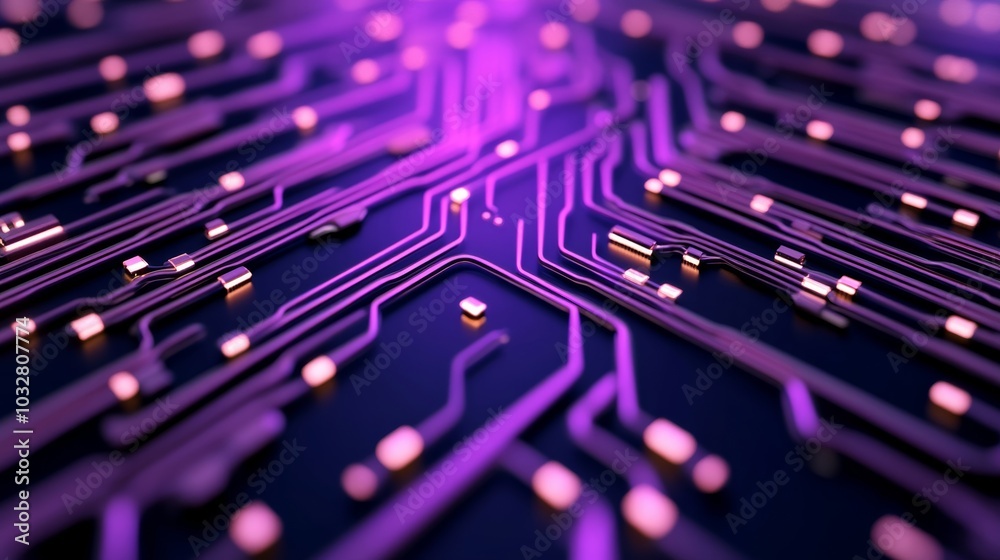 Glowing quantum entanglement lines crossing over AI circuits ...