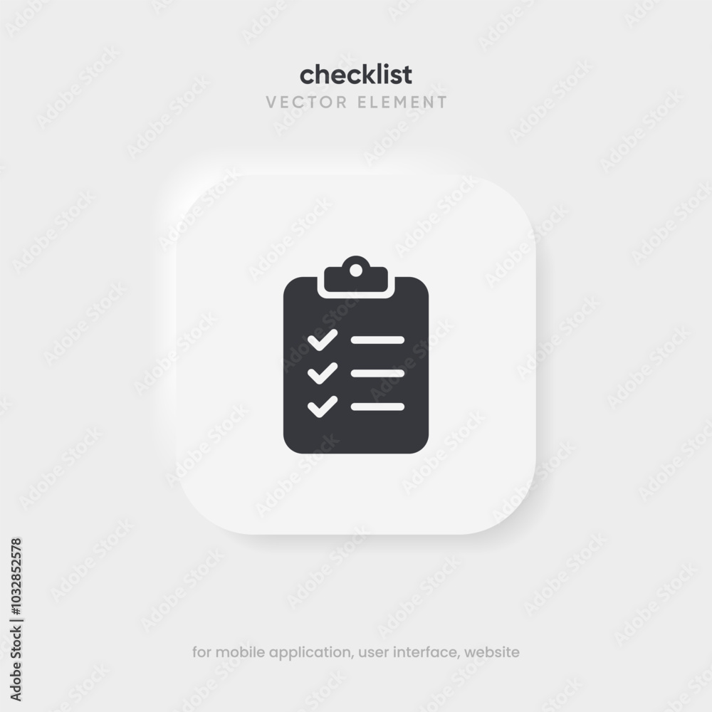 Vetor de Tasks clipboard icon. Task done sign. Approved document icon ...