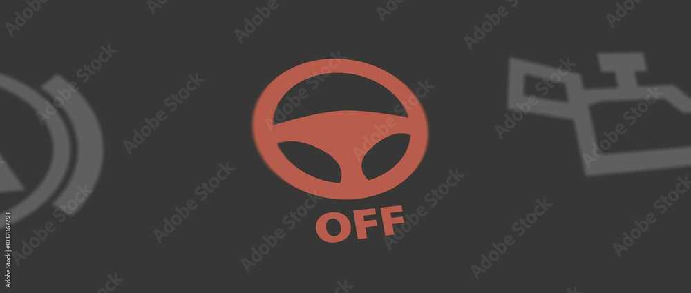 car dashboard with icon that indicates that the autopilot is switched ...