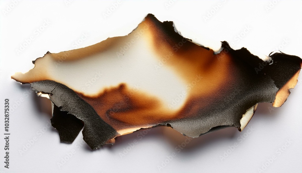 A vintage piece of paper burnt and parts of the paper turned to ashes ...