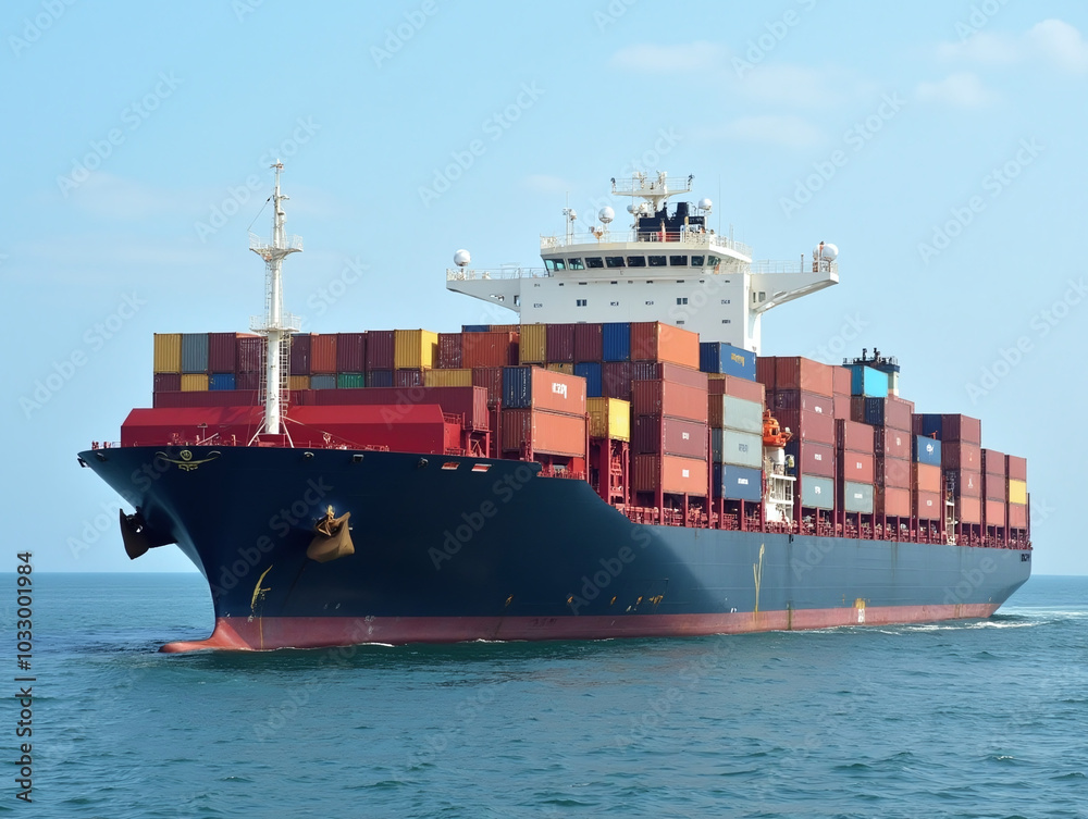 cargo container ship. Business logistic transportation sea freight ...