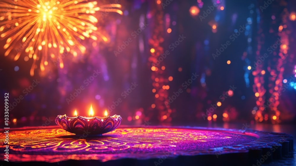 Banner design for diwali festival and podium,Diwali light decoration ...