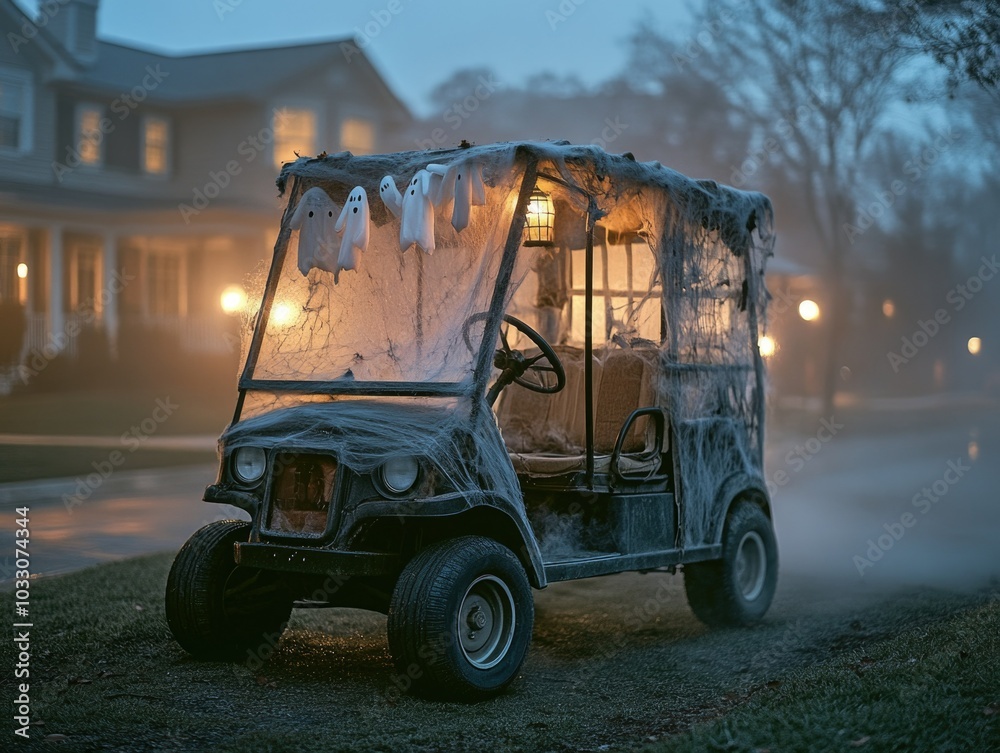 Spooky golf cart transformed into a haunted house for Halloween ...