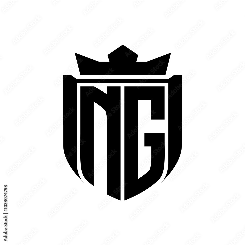 NG Logo with shield shape inside shield badge crown on white background ...