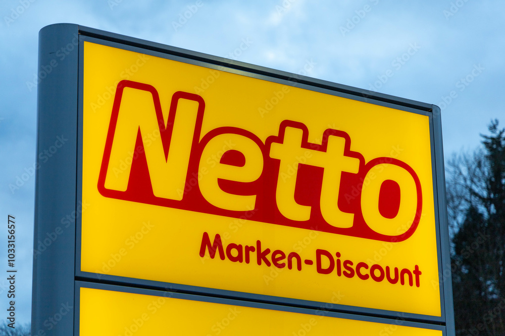 Netto Marken discount logo sign. a German discount supermarket chain ...