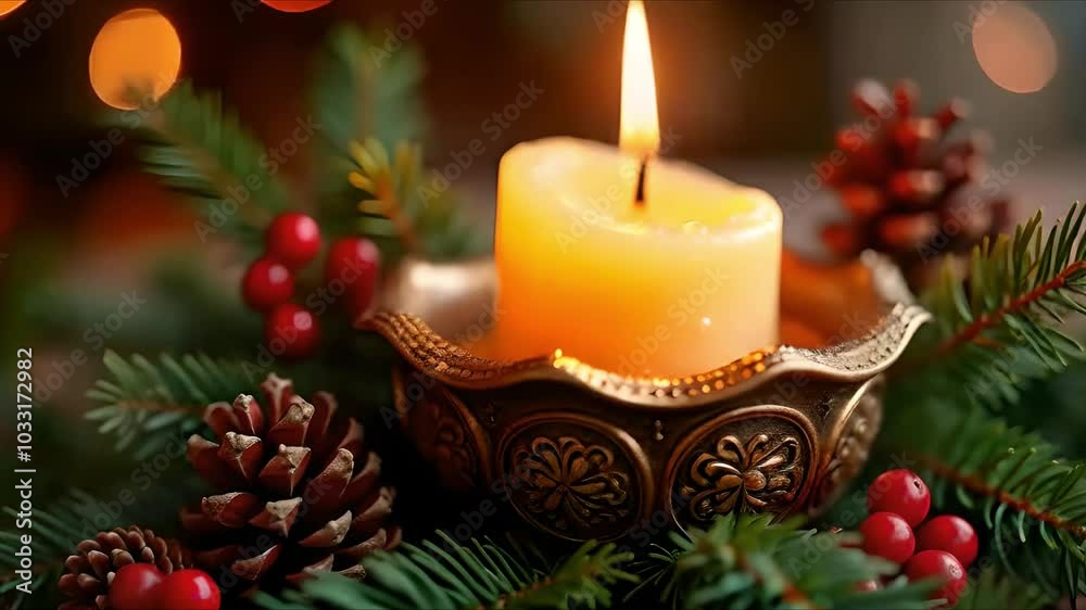 christmas candle and decorations Stock Video | Adobe Stock