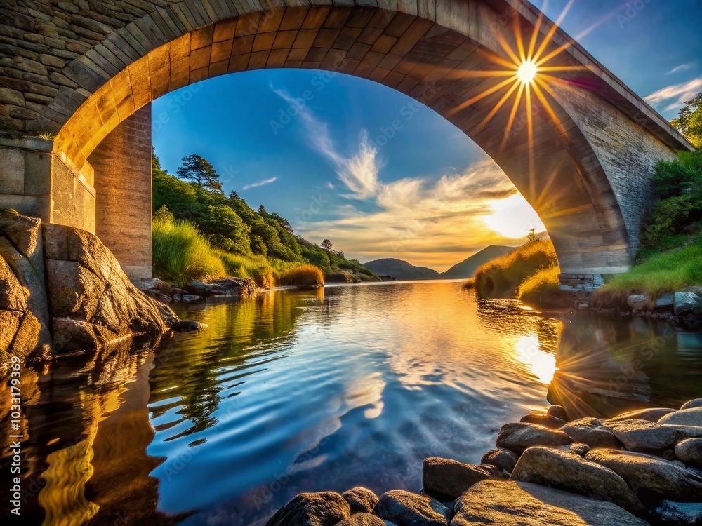 Vertical Flight Under Stone Walking Bridge in Straumen Norway with ...