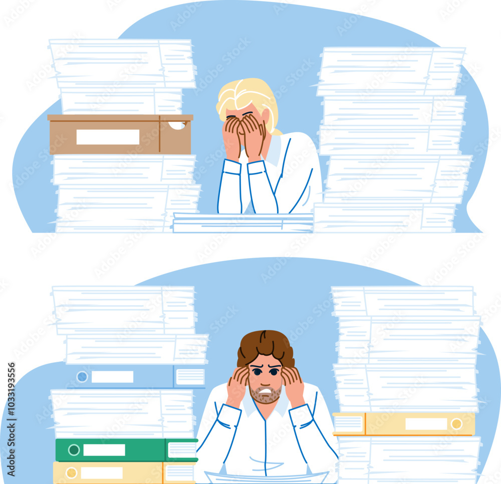 anxiety workplace stress vector. pressure overload, fatigue tension ...