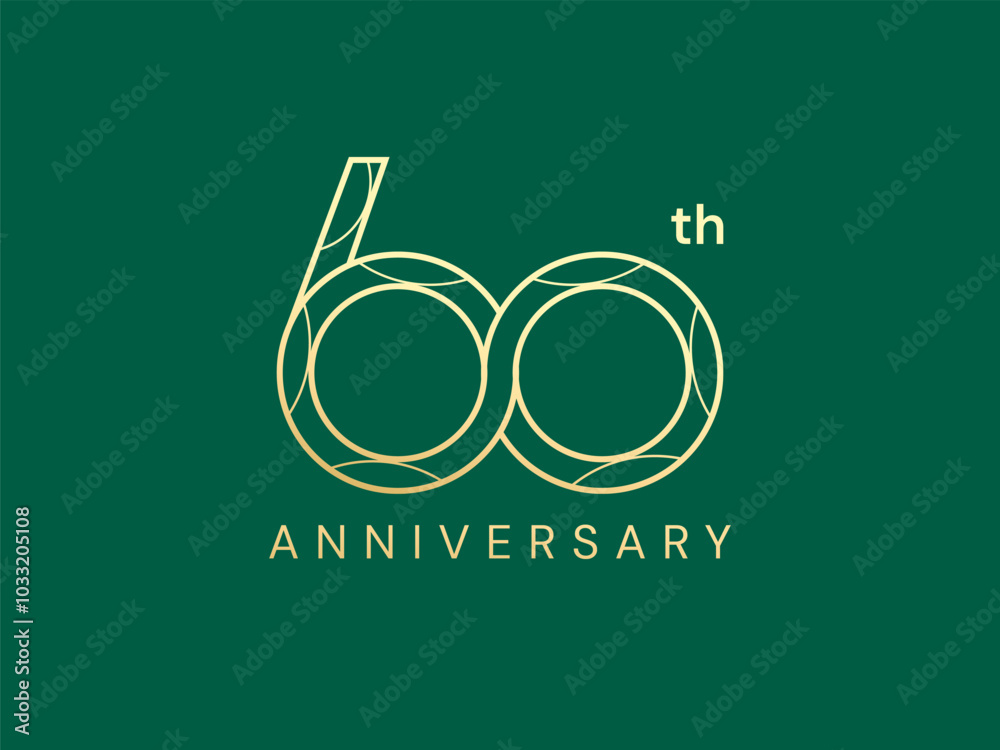 60th Anniversary luxury gold celebration with curved lines in Shapes ...