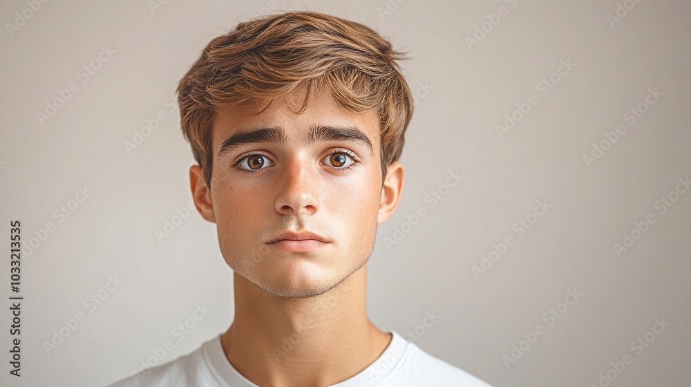 Portrait of a 31-year-old man showing apathy with a blank stare and ...