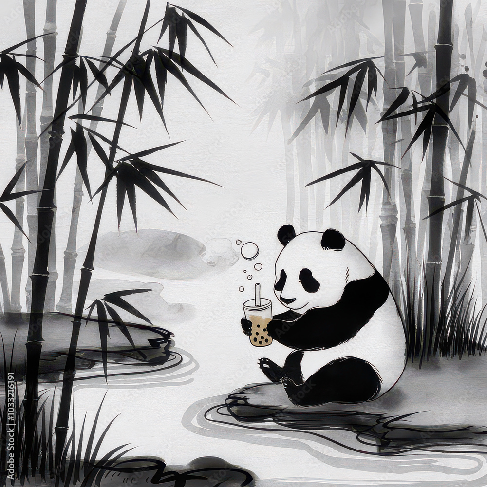 Panda Bubble tea Pandas Animal Boba Tapioca Panda Bubble Tea Boba ...