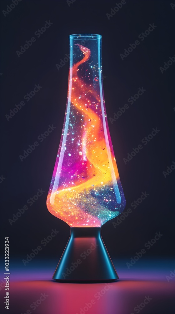 Glowing lava lamp with smooth, flowing liquid forms, layered with ...