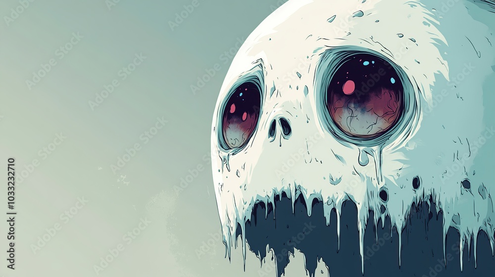 Crying ghost with detailed, teary eyes and a sorrowful expression ...