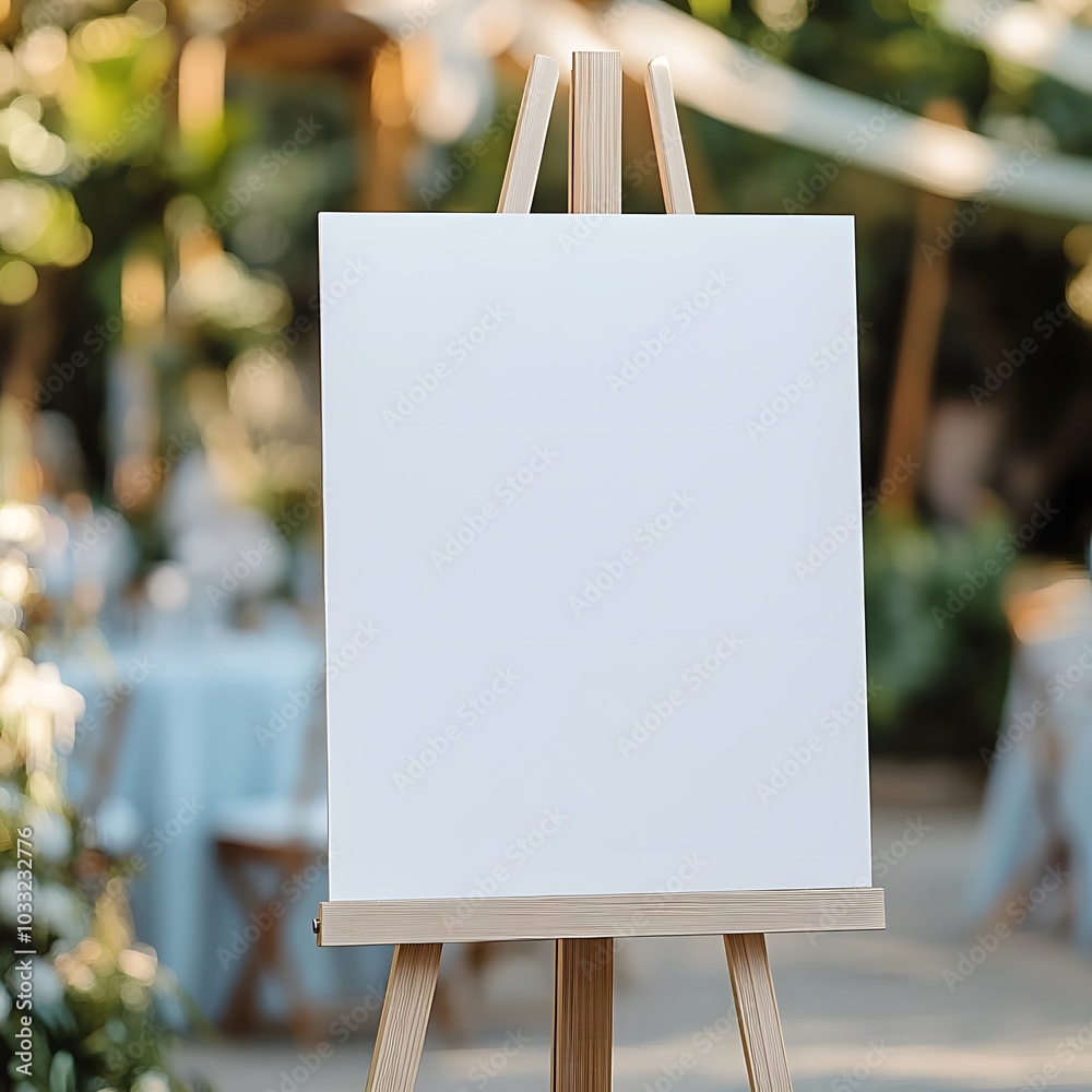 Blank Canvas Wedding Sign: A pristine white canvas on an easel, ready ...