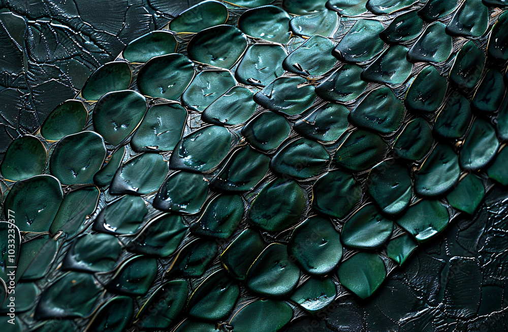 Black snake skin pattern with green glass texture background. Dark ...