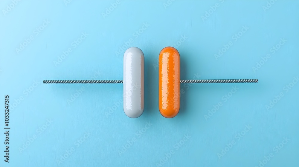 Two disconnected magnets slowly coming back together representing the ...