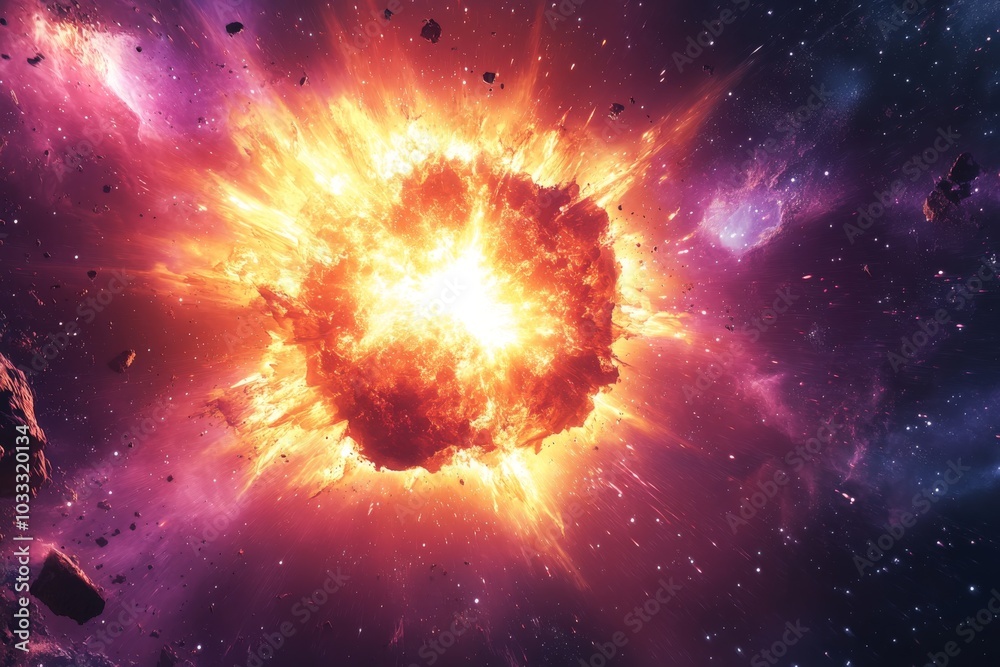 Cosmic Explosion Fireball Space Debris Starburst Nebula Galaxy Asteroid ...
