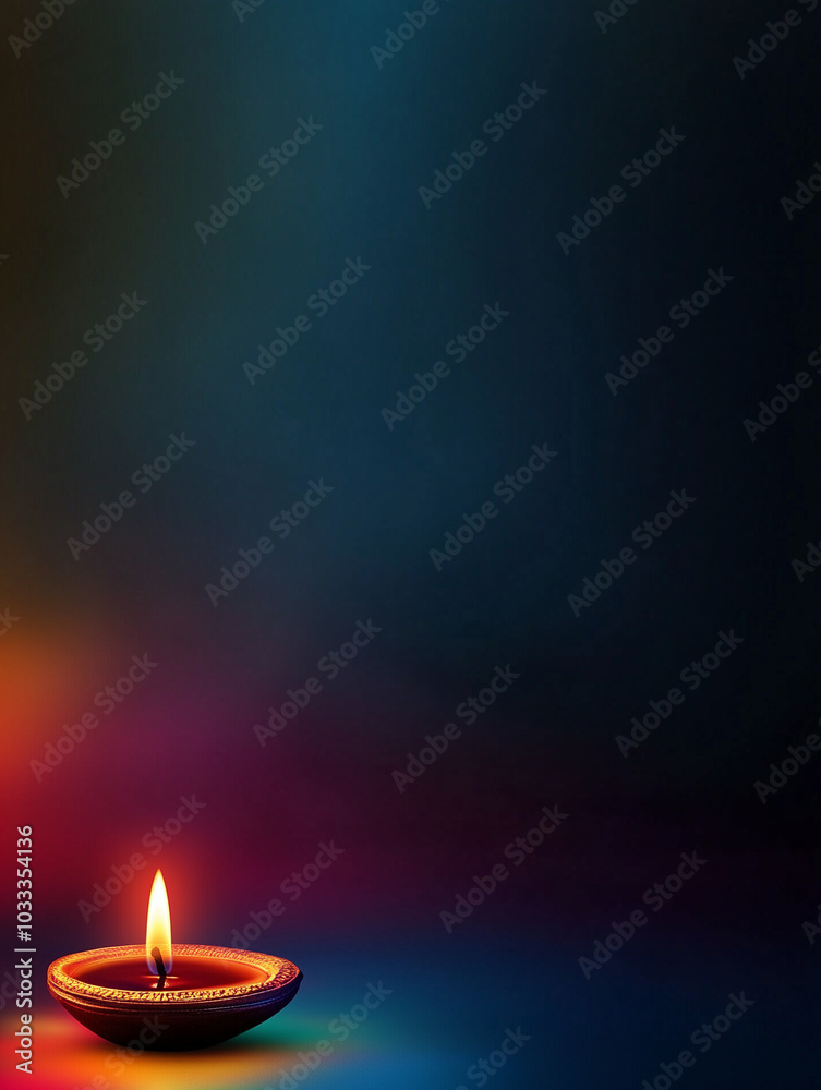 A single oil lamp with a flickering flame, set against a softly blurred ...