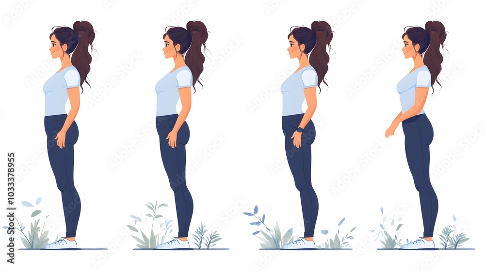 Infographic illustrating a woman's transformation journey, showing step ...