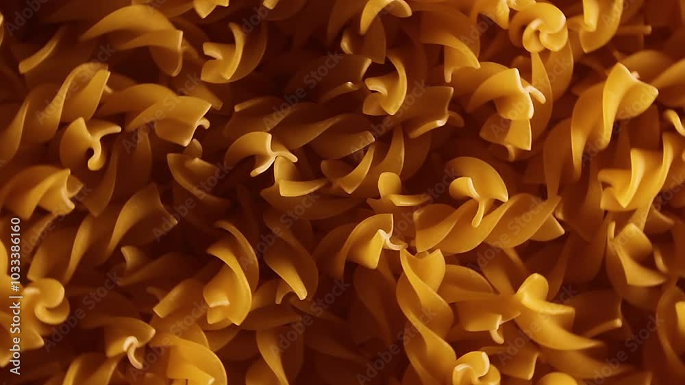 Uncooked Fusilli Pasta - Top View, Close-Up, Low Key Light. Fat and ...