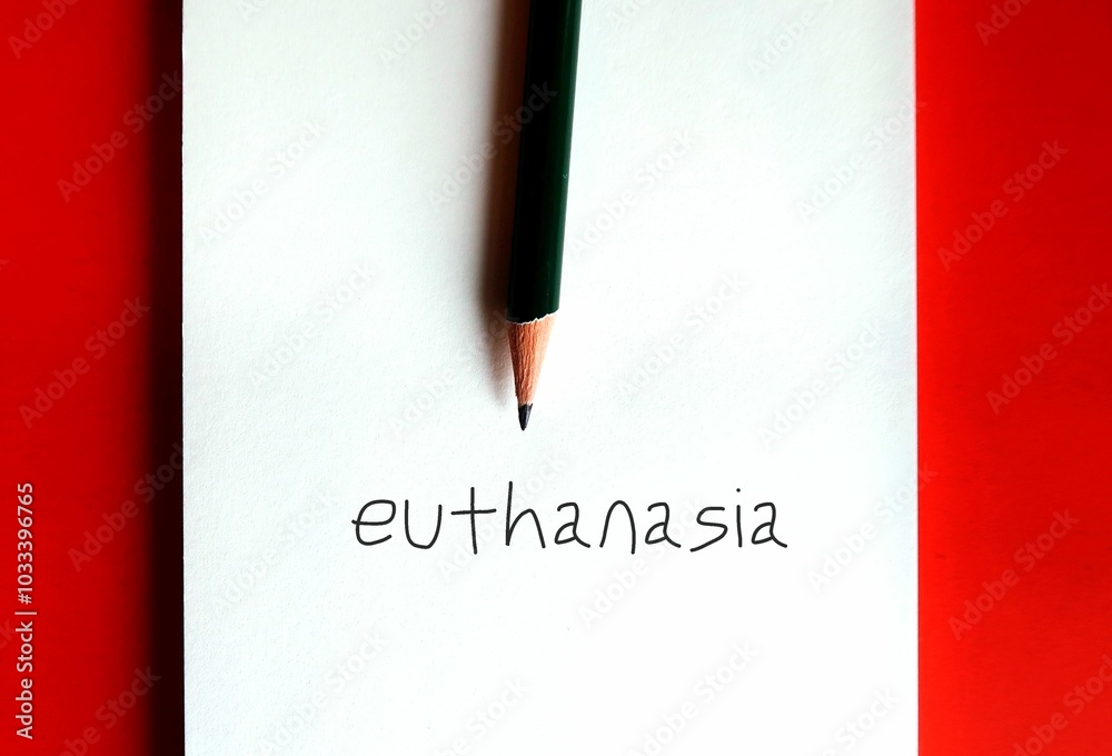 Pen write on paper EUTHANASIA, or mercy killing, act or practice of ...