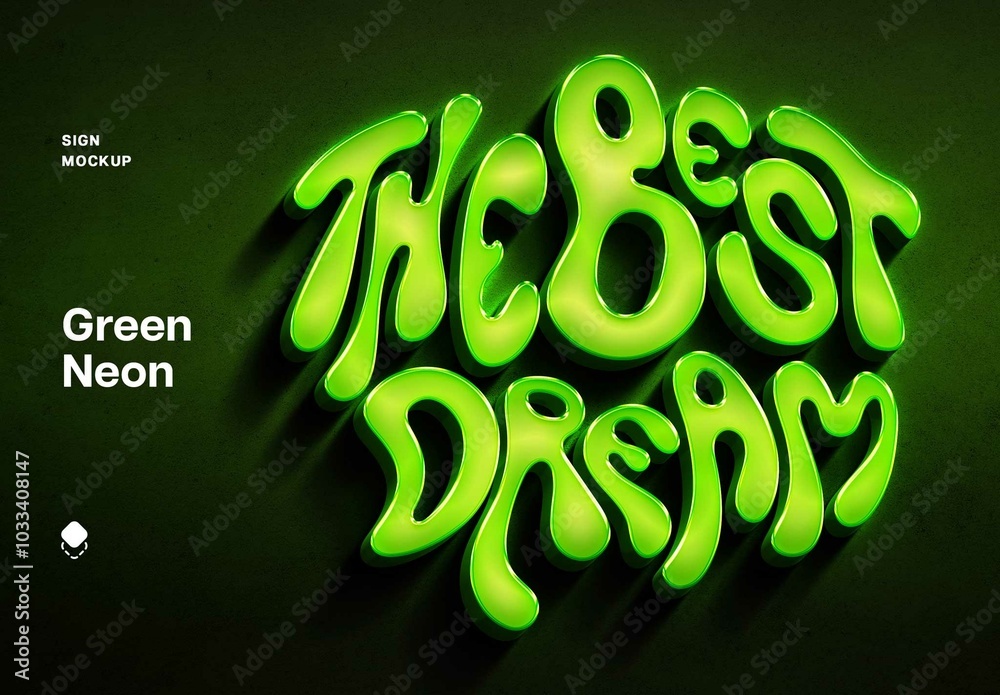 Green Neon Wall Text & Logo Mockup Stock Template | Adobe Stock