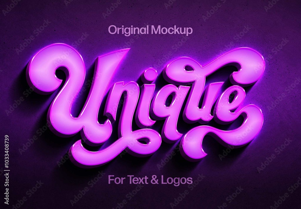 Lilac 3D Neon Wall Mockup Stock Template | Adobe Stock