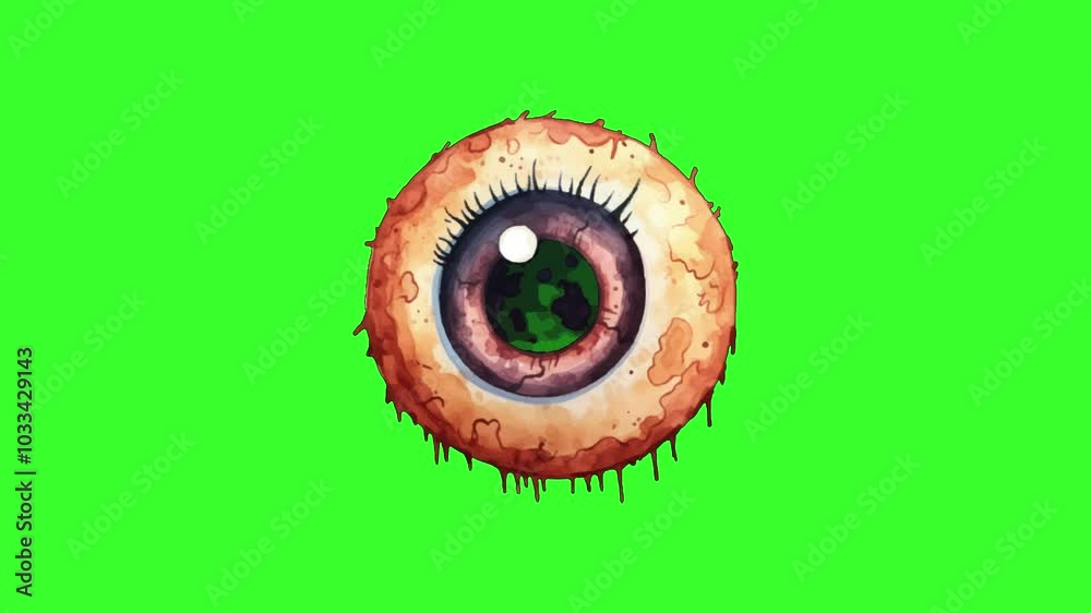 funny cartoon with Single eye isolated on transparent background. 4K ...