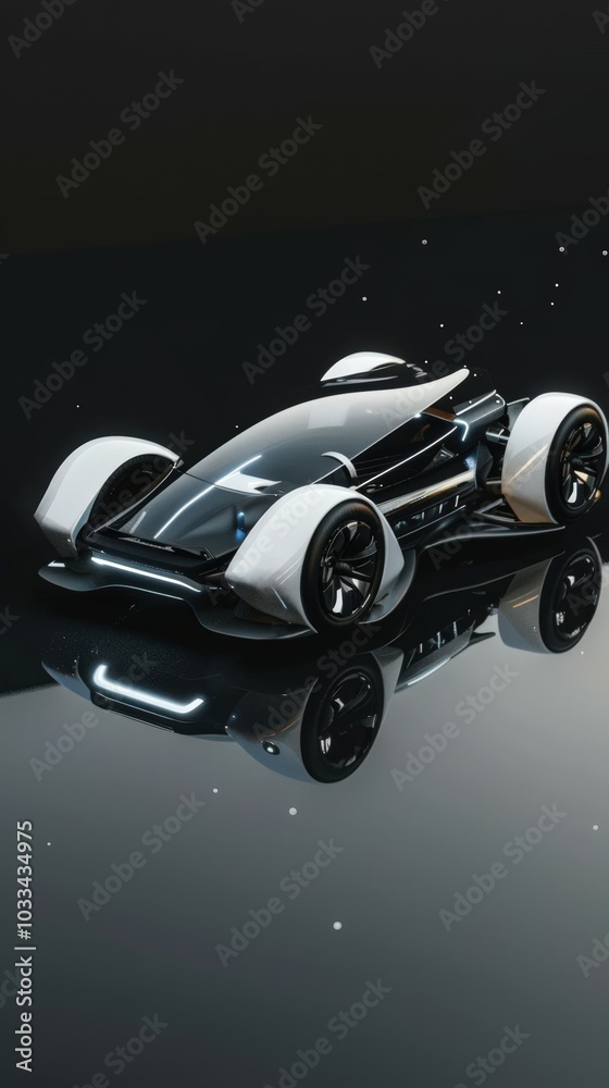 Craft a futuristic 3D model of an electric car that embodies the ethos ...