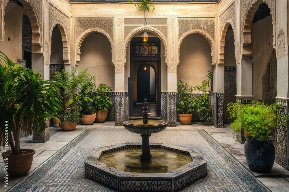 Moroccan riad , reflecting the distinctive architecture of North Africa ...